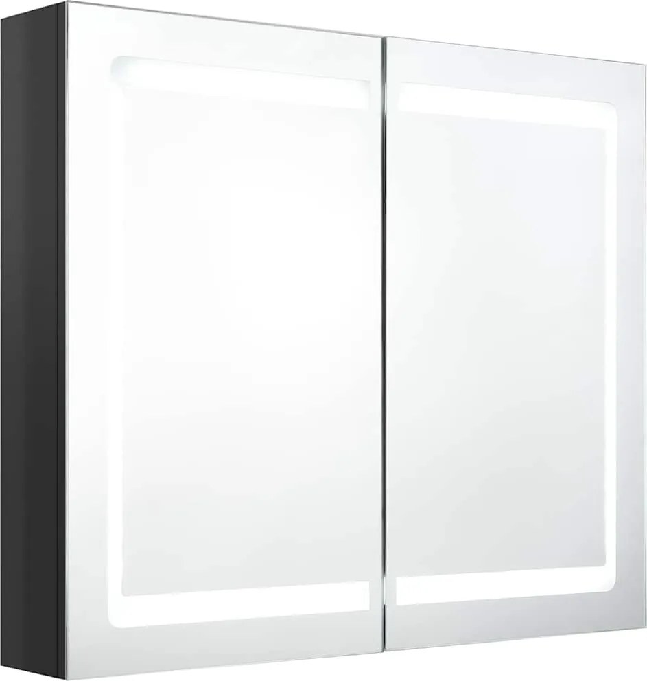 LED koupelnová skříňka se zrcadlem zářivě černá 80 x 12 x 68 cm 326512