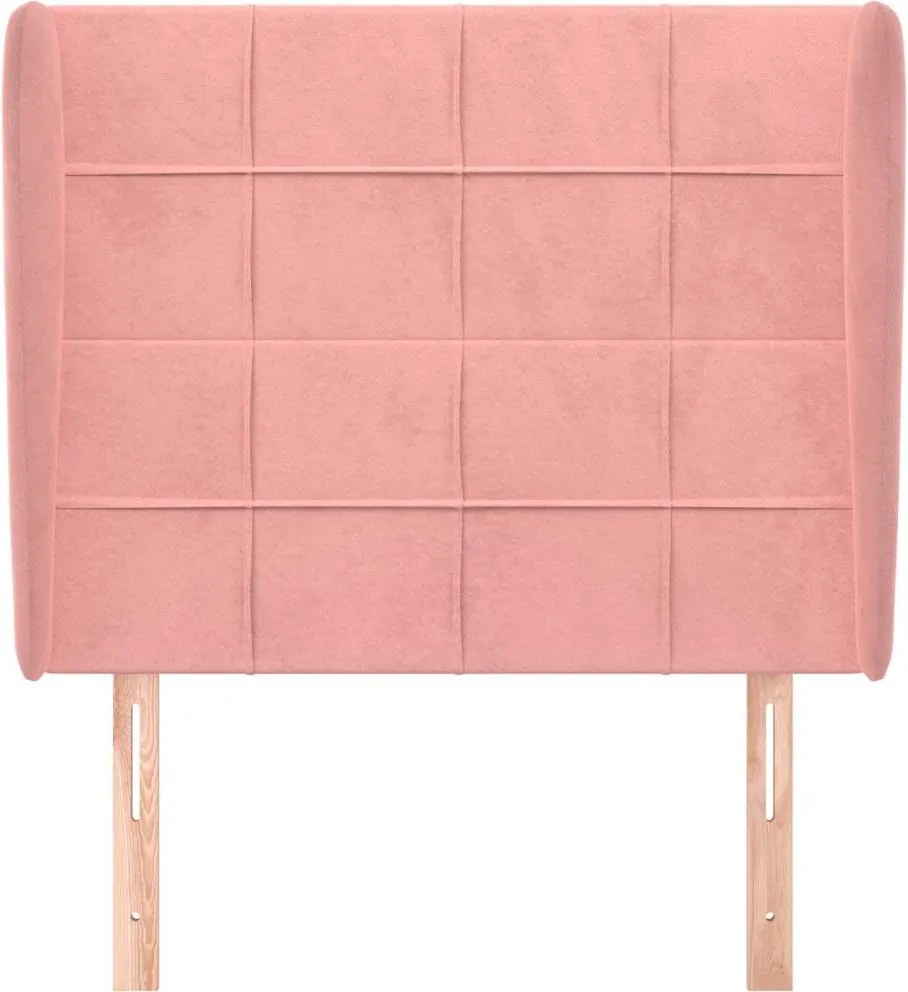 Čelo postele typu ušák růžové 83 x 23 x 118/128 cm samet 3117991