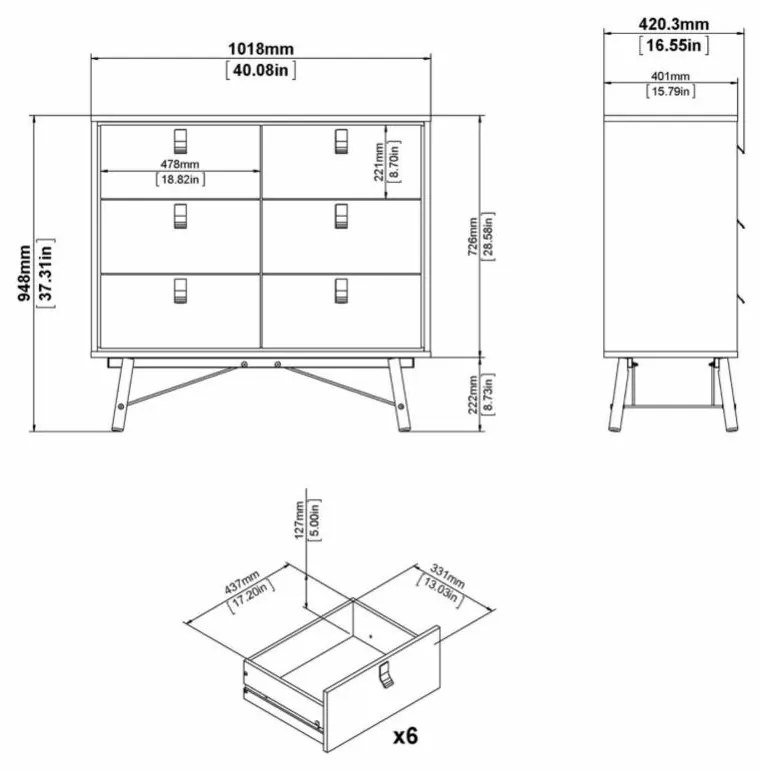 Tvilum Komoda Rain 6s malá bílý MAT