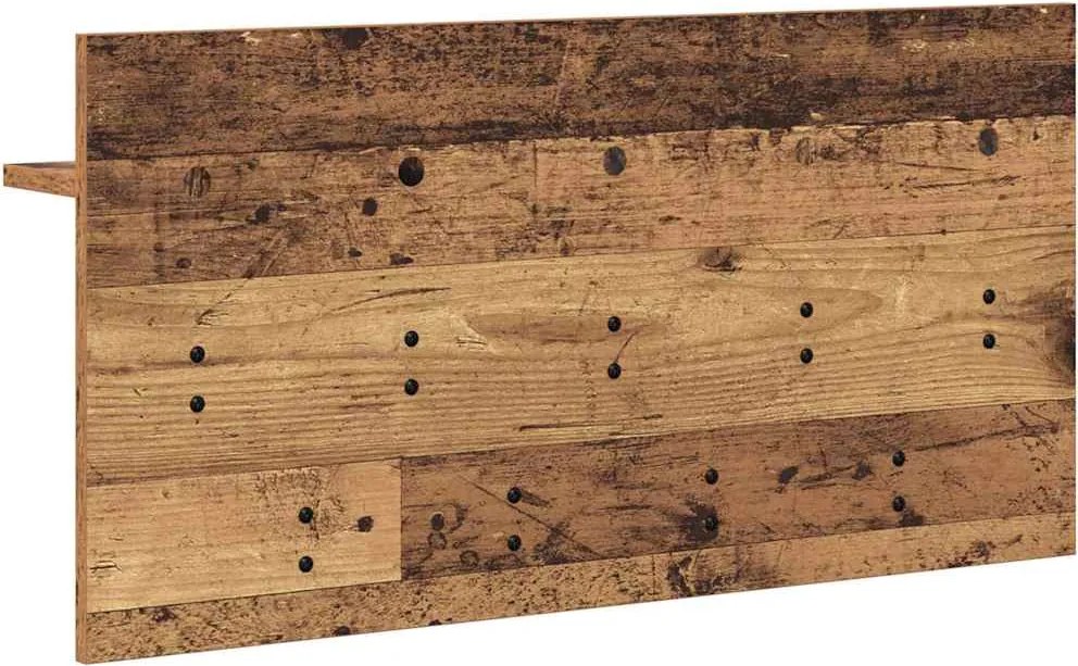 věšák, nástěnný, 1 prkno, háčky, kompozitní dřevo, 40x80x12 cm, staré dřevo, Dekorino TK20260018