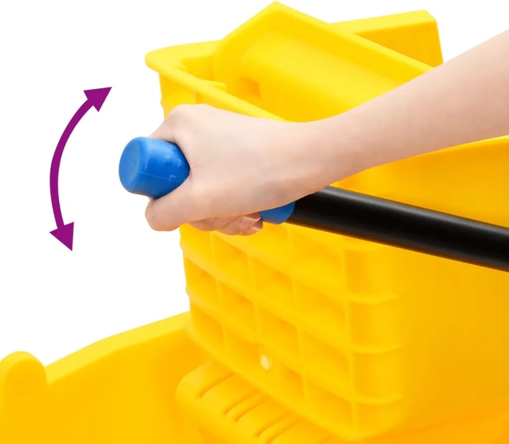 Kbelík na mop se ždímačkou a kolečky žlutý 36 l polypropylen 154461