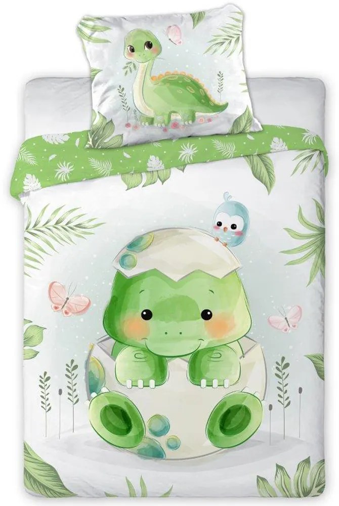 DĚTSKÉ LOŽNÍ POVLEČENÍ DINOSAURS 100X135 CM, 1KS 40X60 CM VZOROVANÉ