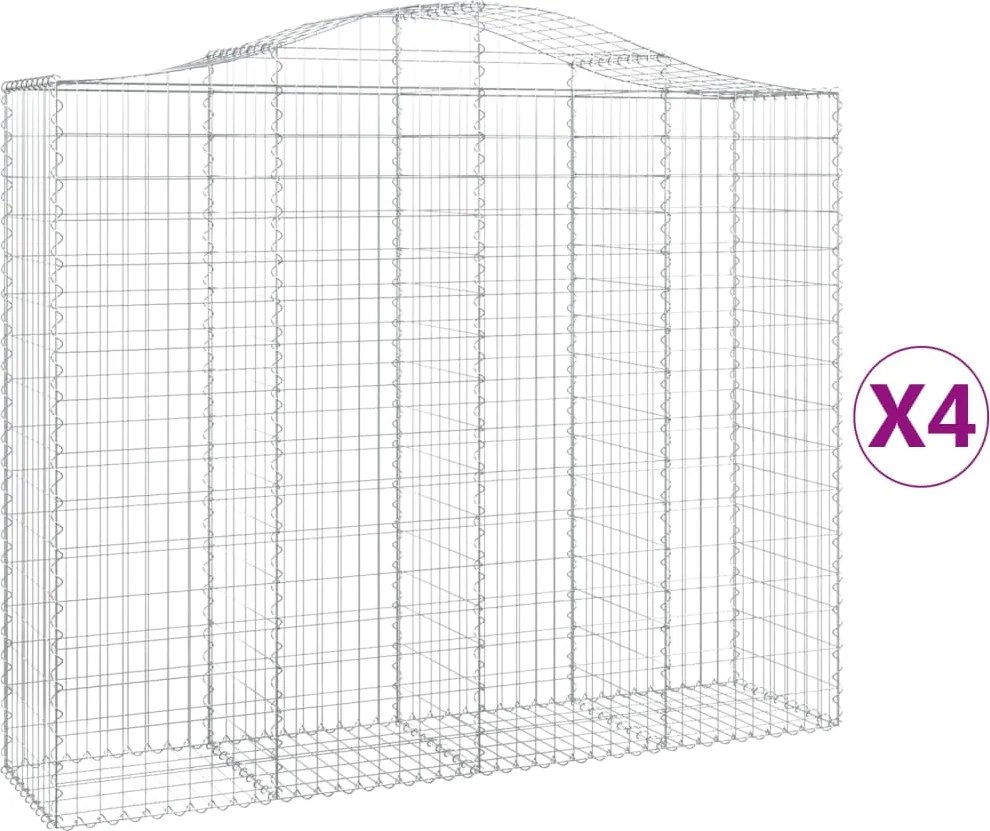 Klenuté gabionové koše 4 ks 200x50x160/180cm pozinkované železo 3145705