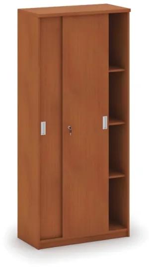 Kancelářská zasouvací skříň MIRELLI A+, 800 x 400 x 1800 mm, třešeň