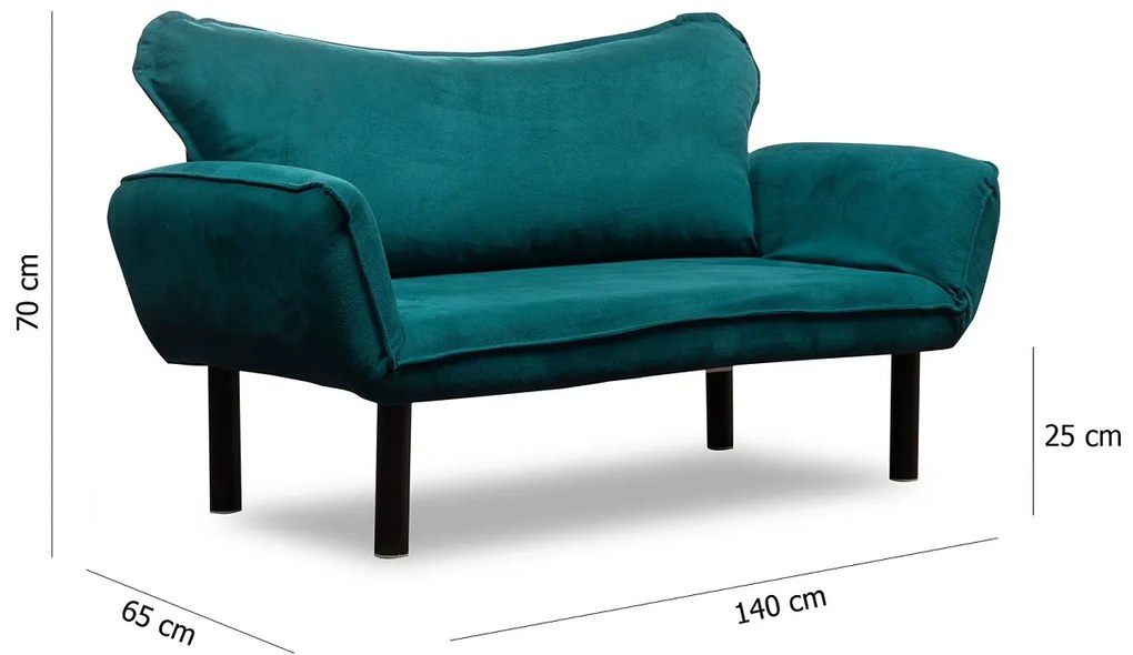 Designová rozkládací pohovka Wenda 140 cm petrolejová