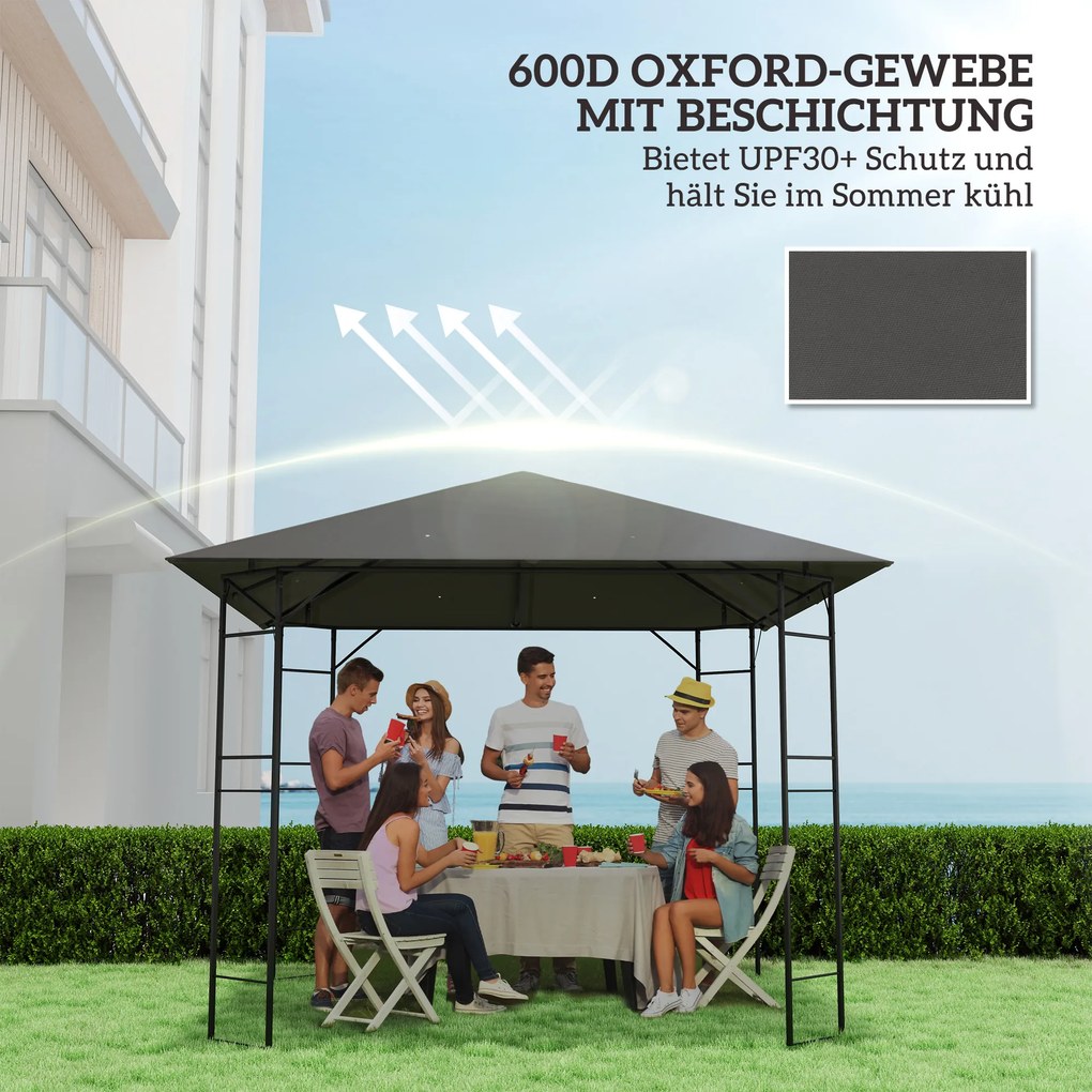 Náhradní střecha pro pavilon 3 x 3 m Vodoodpudivá střecha pavilonu UPF30+ Náhradní potah Oxfordská tkanina, 370 g/m², šedá barva
