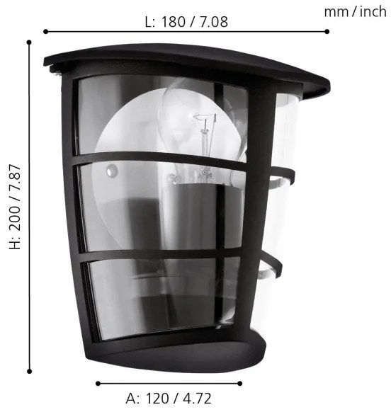 Eglo 93407 - Venkovní nástěnné svítidlo ALORIA 1xE27/60W/230V IP44