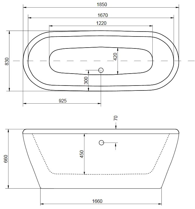NIKIDO - B Volně stojící vana VICTORIA Rozměry: 185 x 83 cm