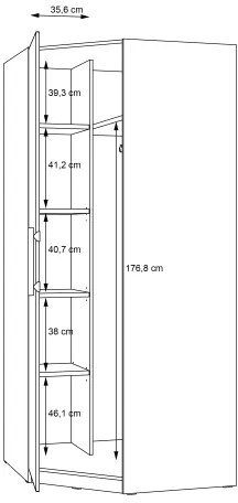 Rohová šatní skříň MARO 94x213 cm dub artisan