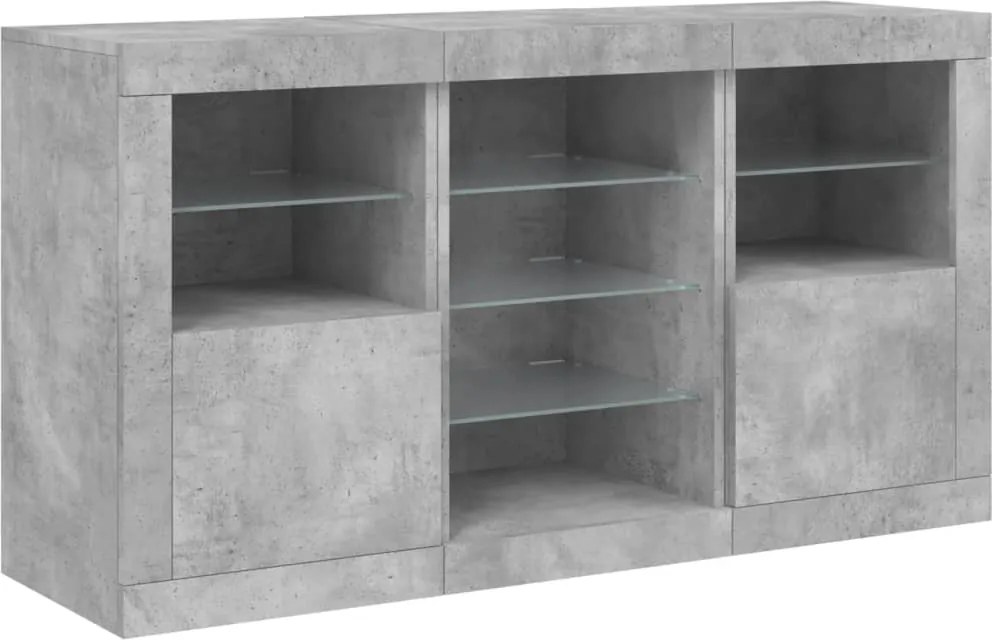 Příborník s LED osvětlením betonově šedý 123 x 37 x 67 cm 3209082