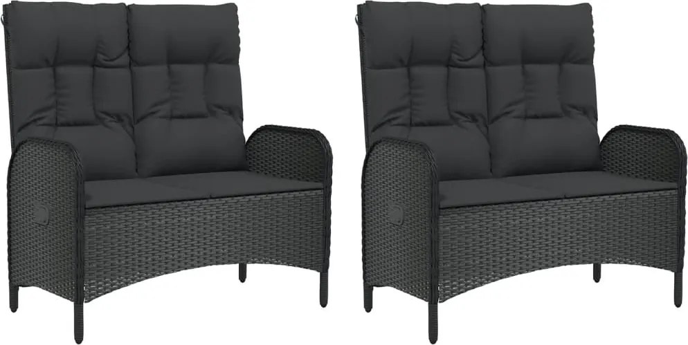 5dílný zahradní jídelní set s poduškami černý polyratan 3185088
