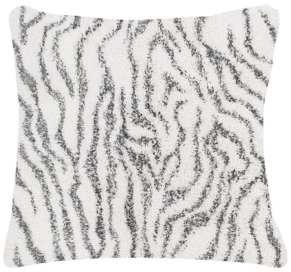 Bílo-šedý bavlněný dekorativní polštář Tiseco Home Studio Zebra, 45 x 45 cm