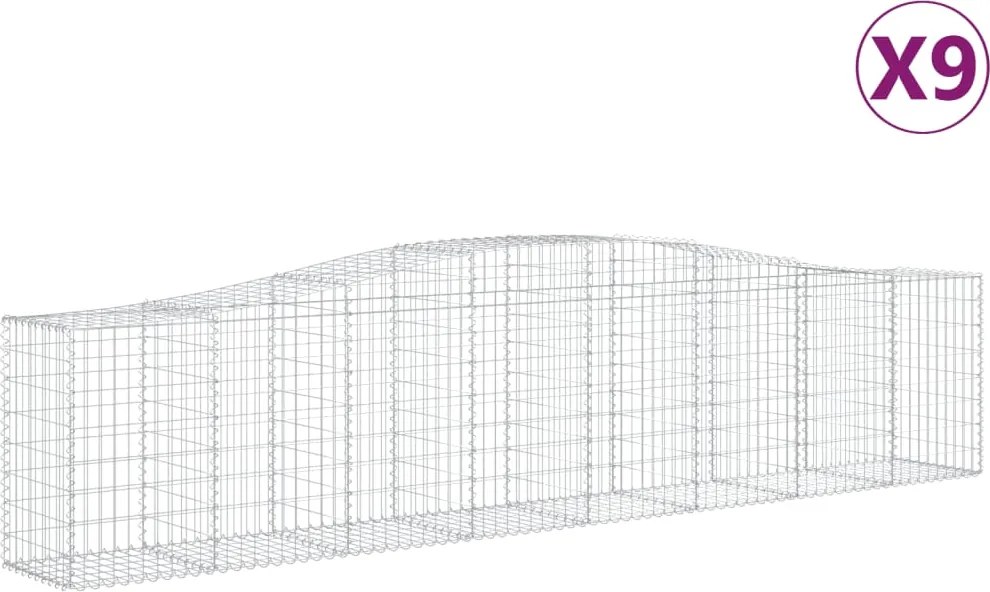 Klenuté gabionové koše 9 ks 400x50x80/100 cm pozinkované železo 3145950
