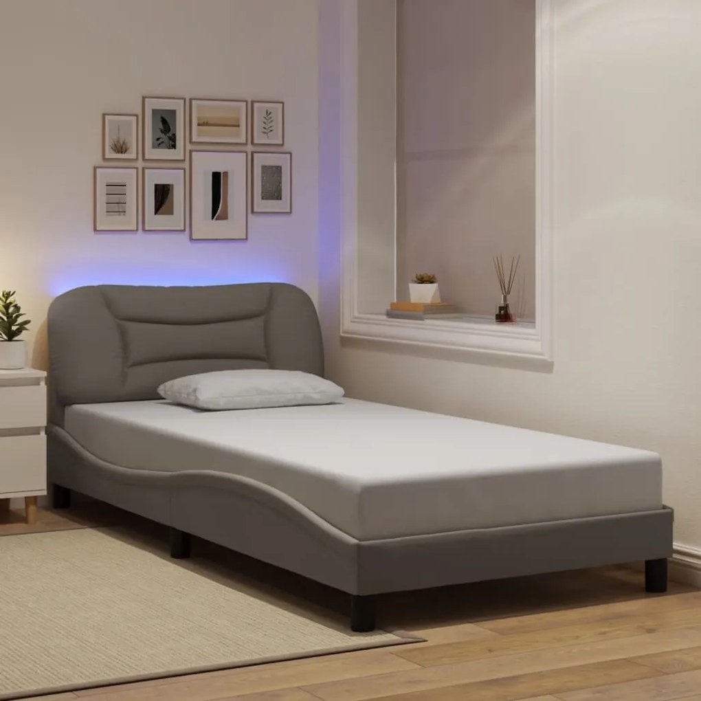 Rám postele s LED bez matrace Hvar Taupe 100x200 cm Látka 3213687