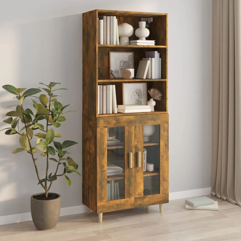 3115121 vidaXL Skříň highboard kouřový dub kompozitní dřevo