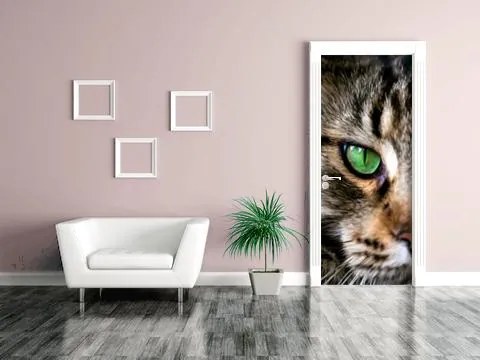 Fotožaluzie -  Samolepící fototapeta na dveře 95x210cm - kočka hnědá