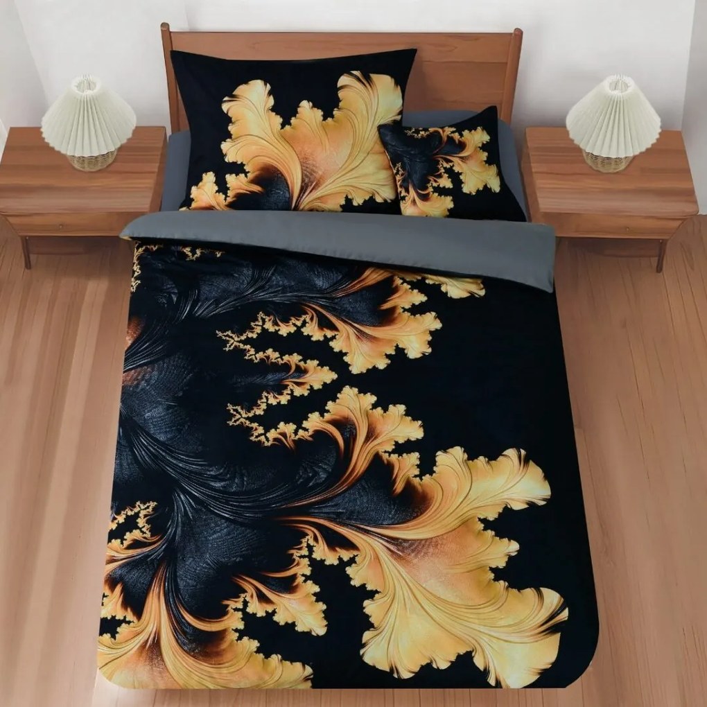 3 dílné povlečení Polycotton Cordyceps gold 200x140cm+90x70cm TiaHome