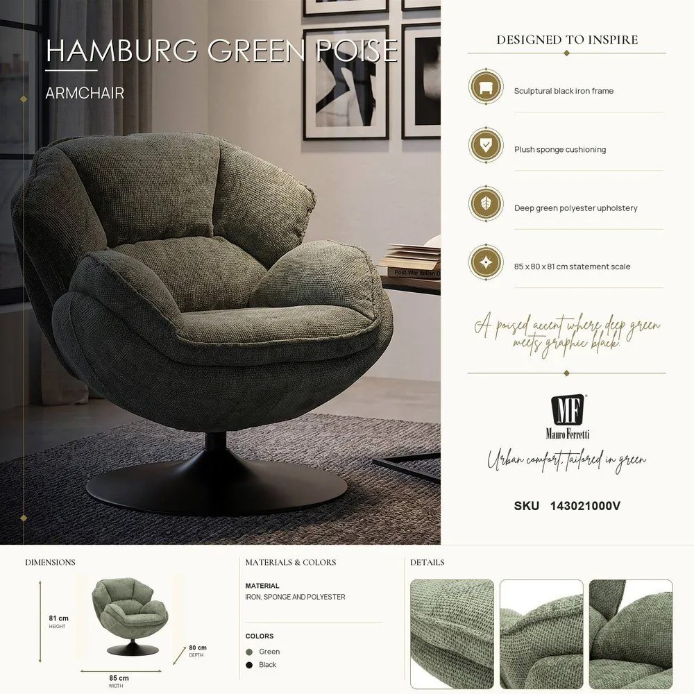 Šedozelené otočné křeslo Retro Style – Mauro Ferretti