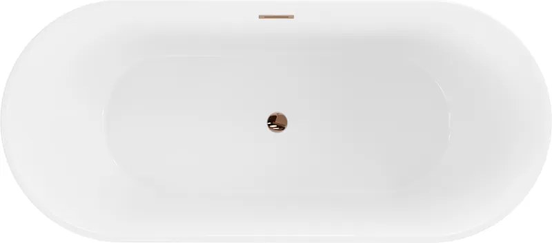 Mexen Flavia, volně stojící vana 170 x 75 cm, bílá-černá, růžové zlato přepad, 54031708075-60