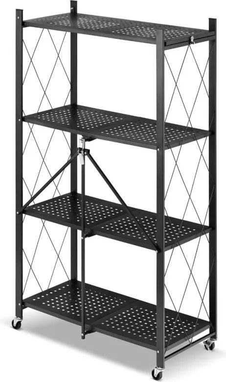 Kovový regál 70x35x126 cm 4 police lakovaný mobilní HIGHER CJ01-04
