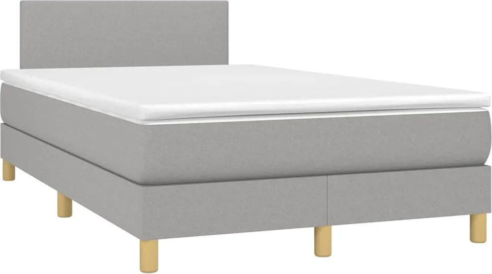 Box spring postel s matrací a LED světle šedá 120x200 cm textil 3133541
