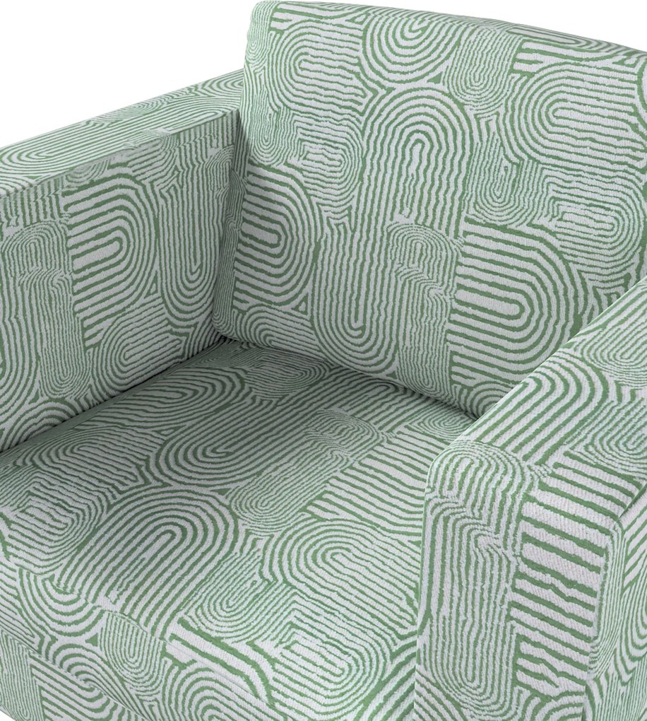 Potah na křesko IKEA Karlanda, krátký barva zelená látka pletený vzor, vzorované