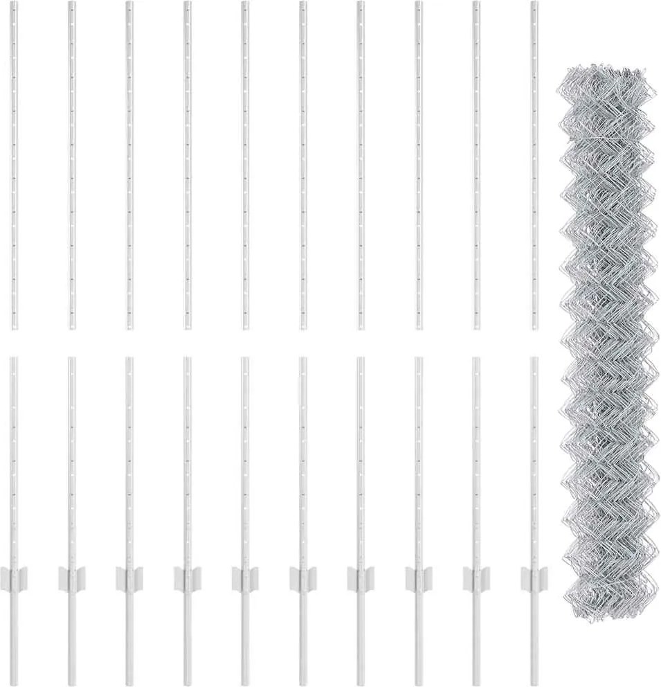 Plot s řetězovým odkazem a sloupkem 10 x 1,4 m Pozinkovaná ocel 3336298
