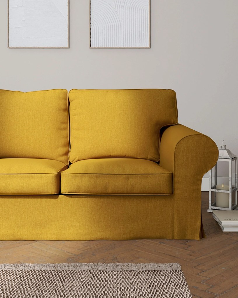 Potah na pohovku IKEA Ektorp 3-místná, rozkládací STARÝ MODEL PIXBO barva žlutá látka pletený vzor