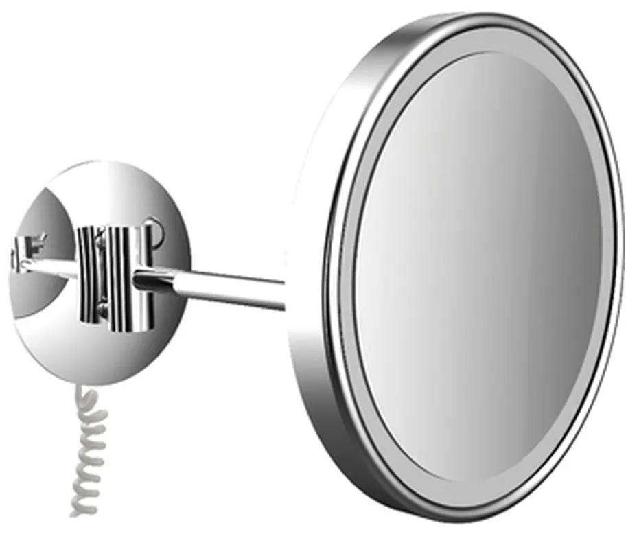 Emco Cosmetic mirrors Pure LED - Nástěnné kulaté LED-holící a kosmetické zrcadlo s osvětleným dotykovým senzorem a šroubový kabel, 3 násobné zvětšování, chrom 109406008