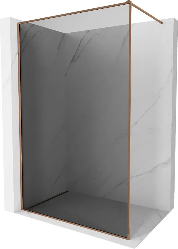 Mexen, Mexen Kioto-XF sprchová stěna s rámem 80 x 202 cm, grafit 10 mm, růžové zlato - 800-080-104-60-40-X