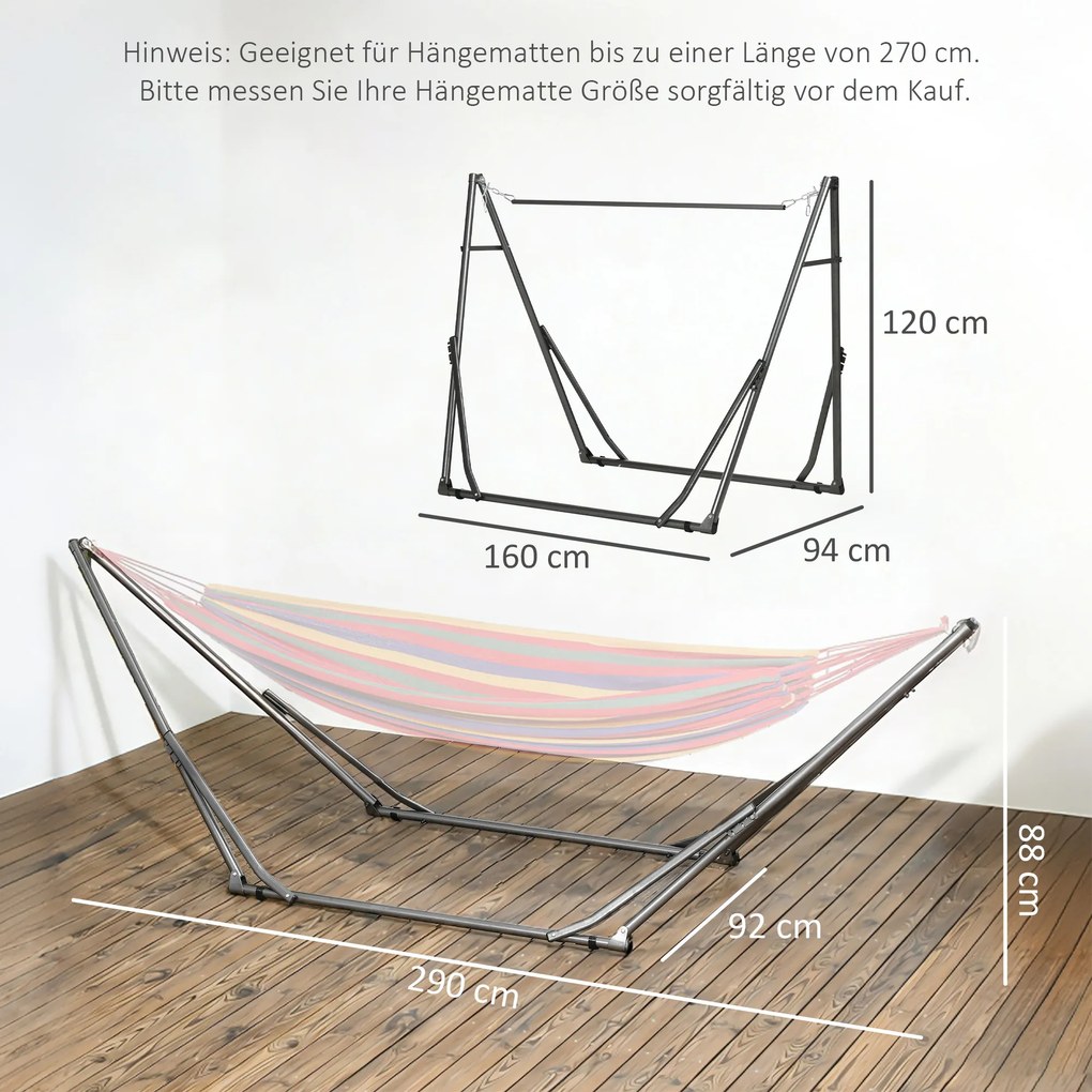 Stojan na houpací síť Outsunny skládací stojan na houpací síť a věšák na oblečení 2 v 1 s nosností až 120 kg 290 x 92 x 88 cm pro zahradu a terasu | …