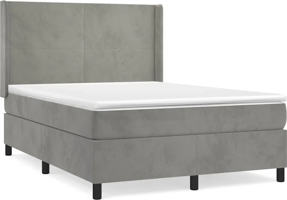 Box spring postel s matrací světle šedá 140x200 cm samet 3132561
