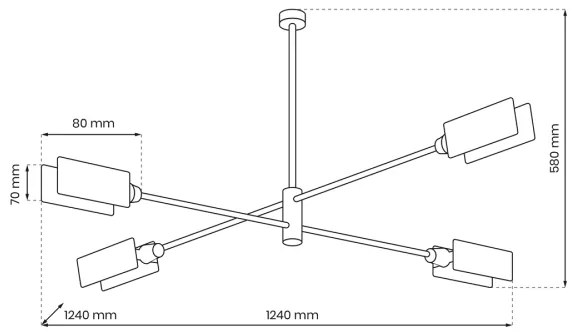 Lustr na tyči ASTRA 4xE27/60W/230V černá