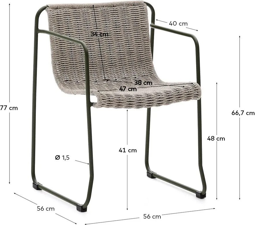 Šedozelená kovová zahradní židle Maurina – Kave Home