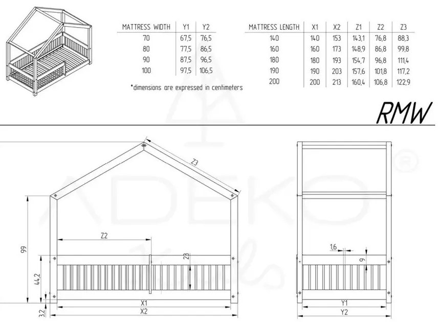 Domečková dětská postel z borovicového dřeva s úložným prostorem a výsuvným lůžkem v přírodní barvě 90x140 cm Mila RMW – Adeko