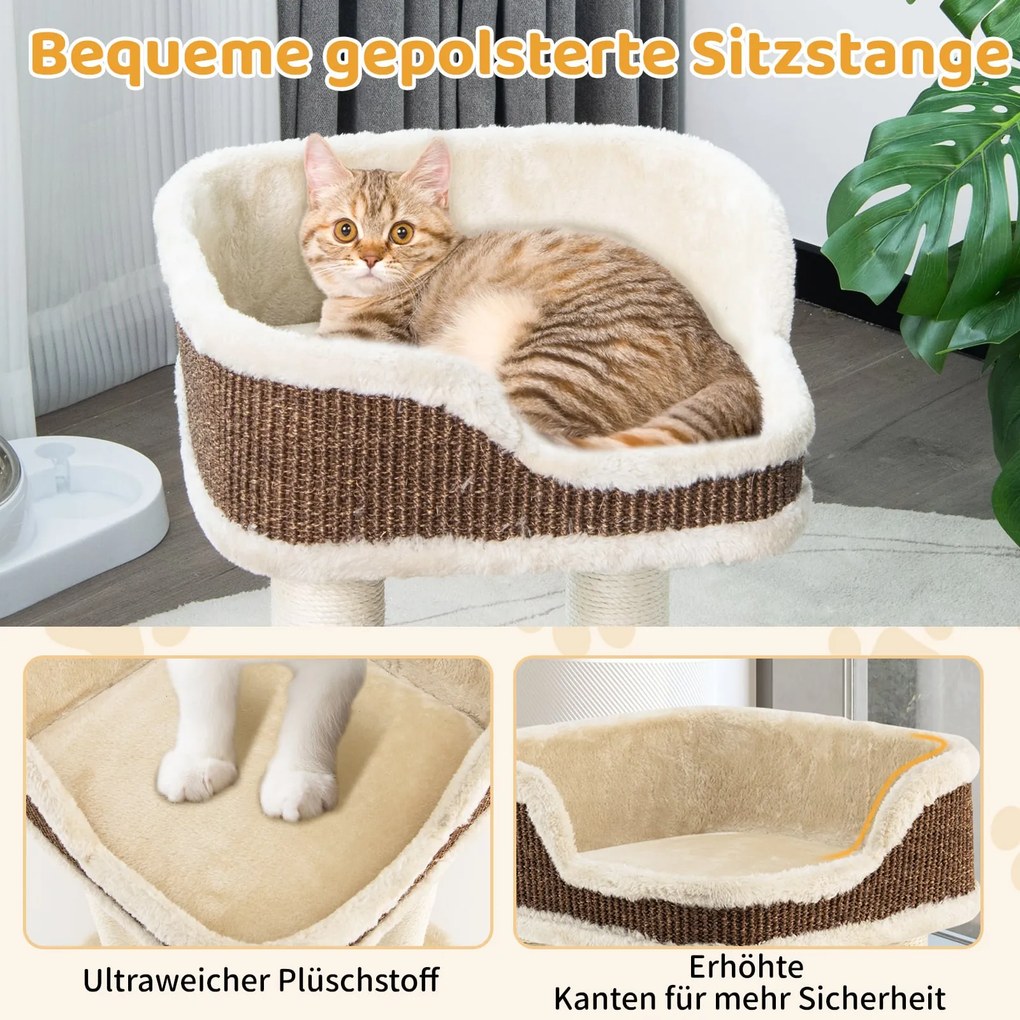 Costway Malé škrabadlo s plyšovým sedákem a míčkem a sisalovými škrabadly cat
