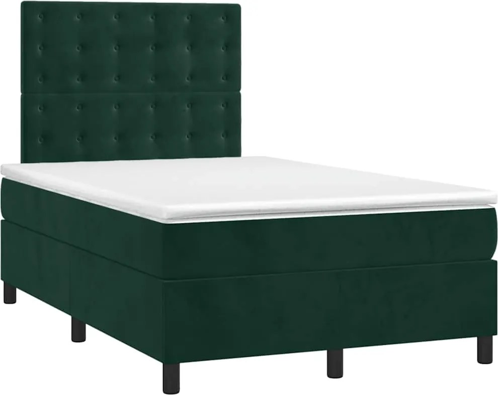 Box spring postel s matrací tmavě zelená 120 x 200 cm samet 3143256