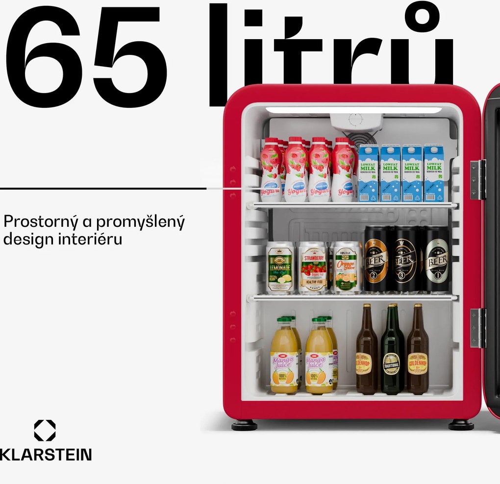Klarstein Audrey Evo lednice na nápoje, Retro design, skleněné dveře, 65 L, EEK C