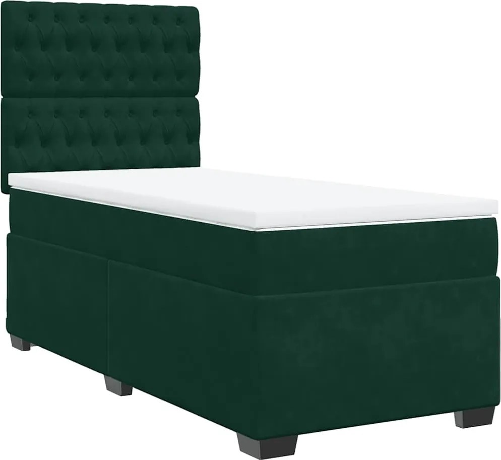 Box spring postel s matrací tmavě zelená 100x200 cm samet 3293143