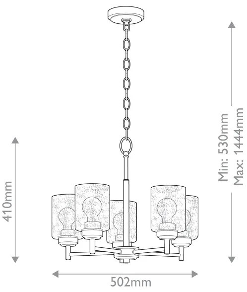 Kichler KL-WINSLOW5-NBR - Lustr na řetězu WINSLOW 5xE27/60W/230V mosaz
