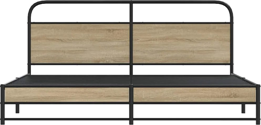 Kovový rám postele bez matrace kouřový dub 180 x 200 cm 3318680