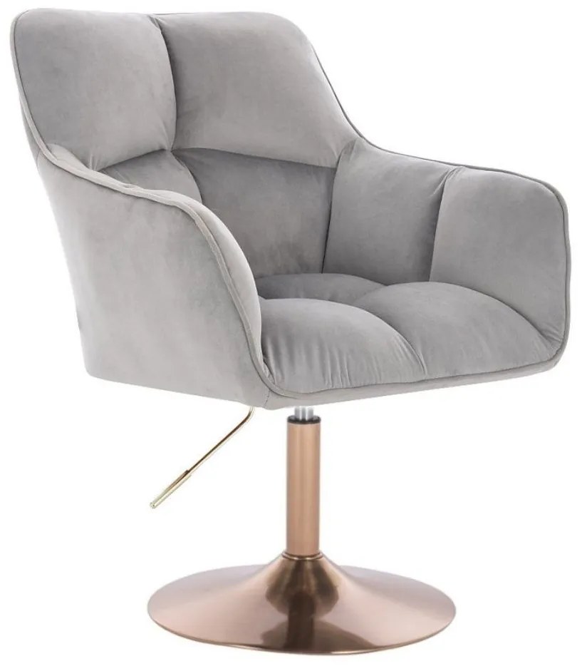 LuxuryForm DESIGN Otočné křeslo AMALFI VELUR na zlatém talíři - světle šedé