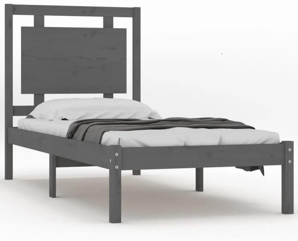 Rám postele šedý masivní dřevo 90 x 200 cm,  3105522