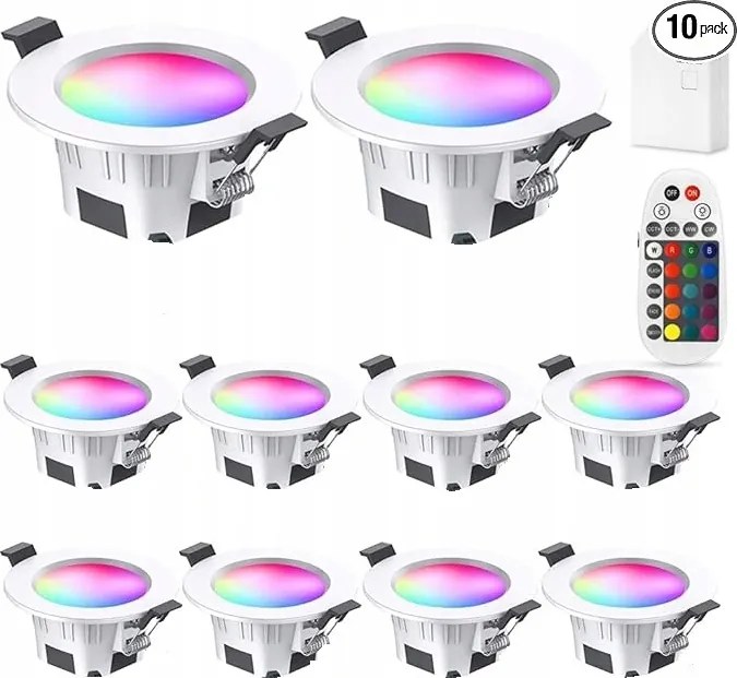 Led reflektory pro zabudování 10 Ks smart Rgbcw Wi-Fi Bluetooth 9W 100-240V