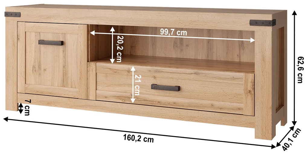 Kondela RTV stolek 1D1S/160, dub wotan, MORATIZ