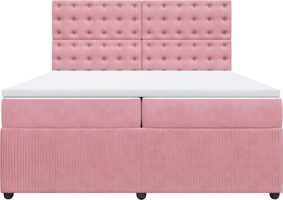 Box spring postel s matrací růžová 200x200 cm samet 3294747