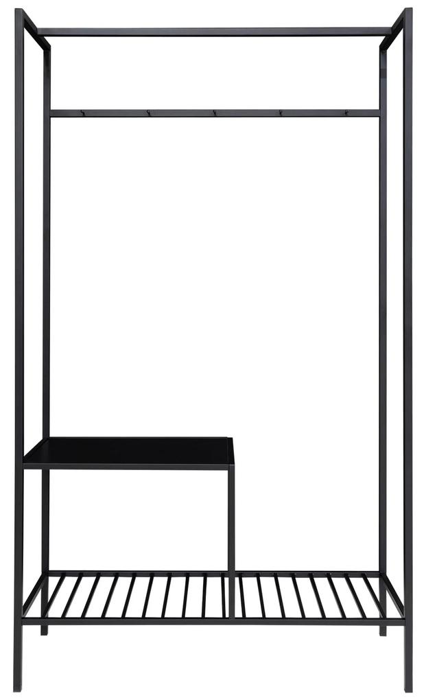 House Nordic Šatní skříň, 2 police, černá, černý rám\n101x38x170 cm