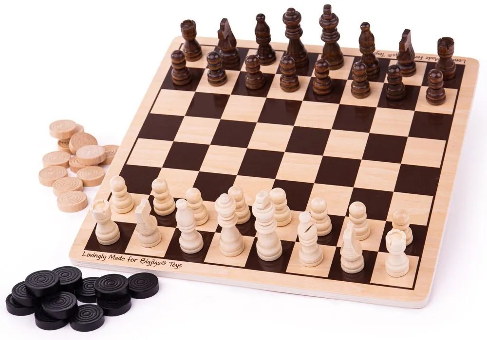 Bigjigs Toys Dřevěné šachy a dáma