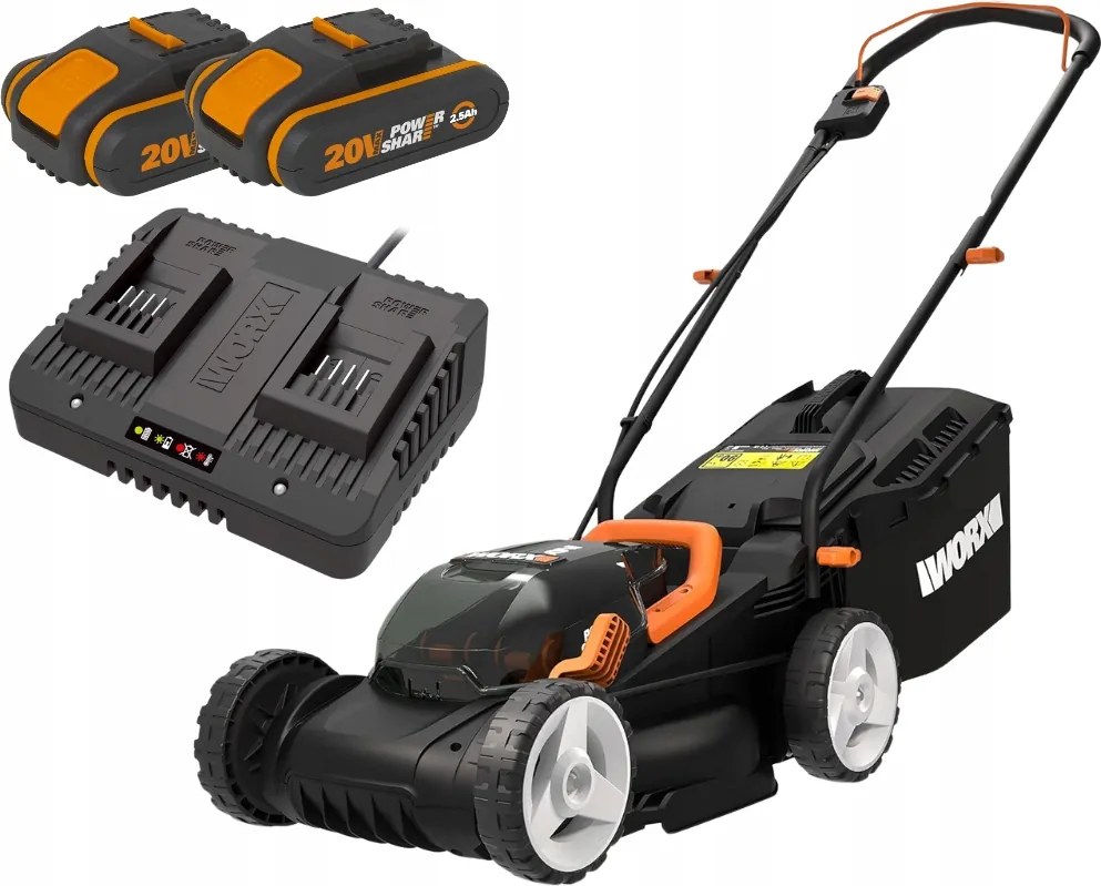 Worx Akumulátorová Sekačka 34 cm WG779E 2 x 2,5 Ah nabíječka