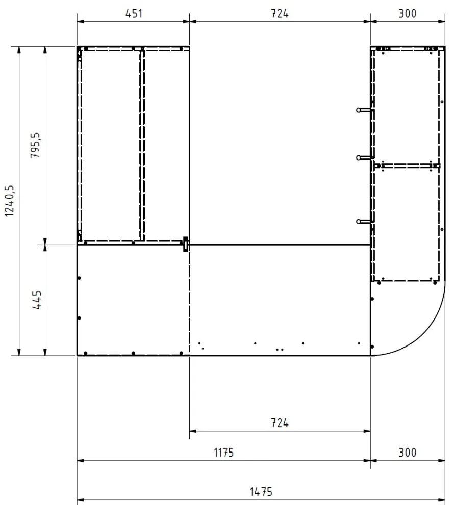 Rohová šatna - šatní skříň Cariba, dub san remo/grafit
